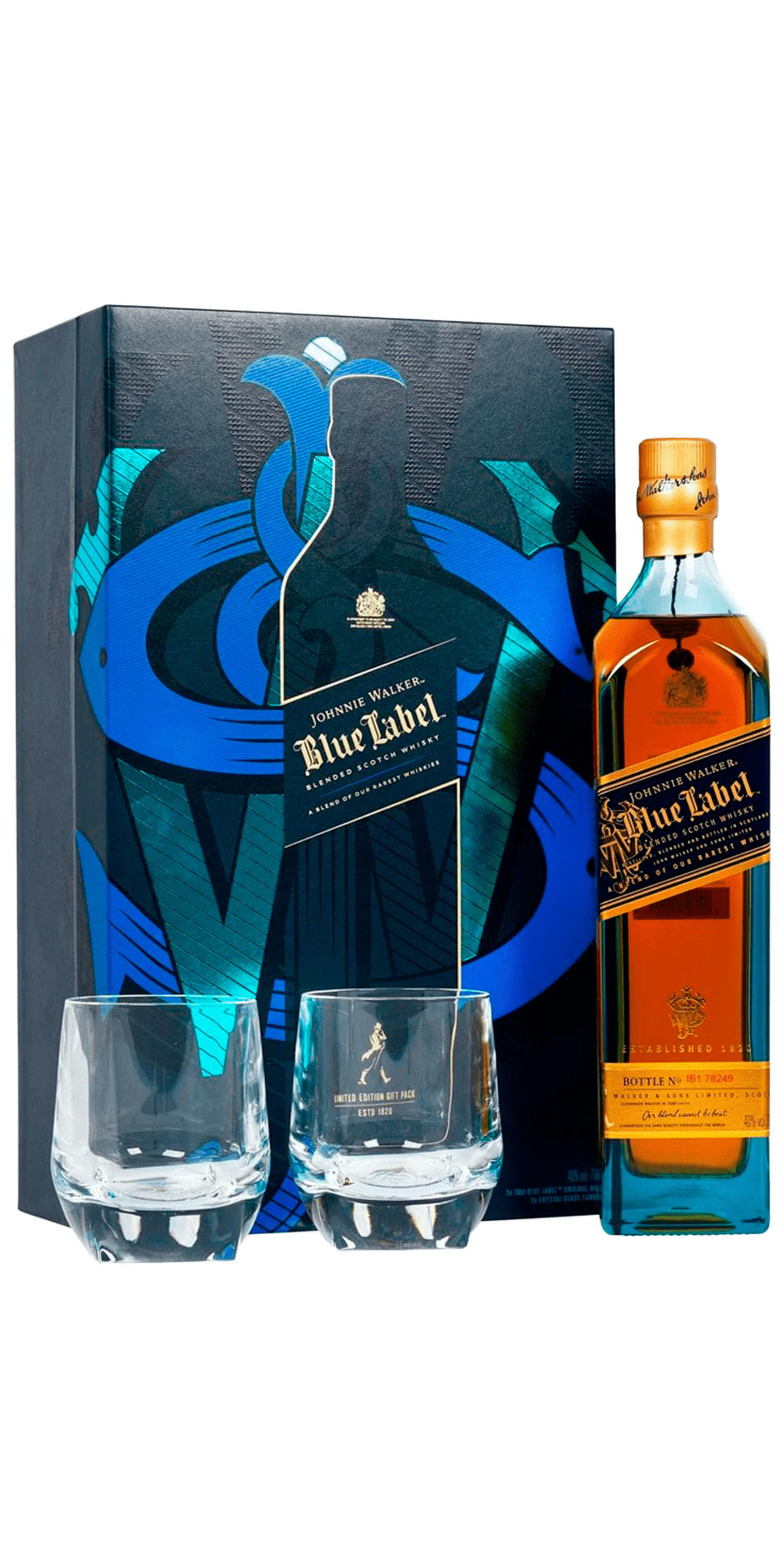 Набір віскі Johnnie Walker Blue label + 2 склянки 0.7л ≡ Купити в Києві ...